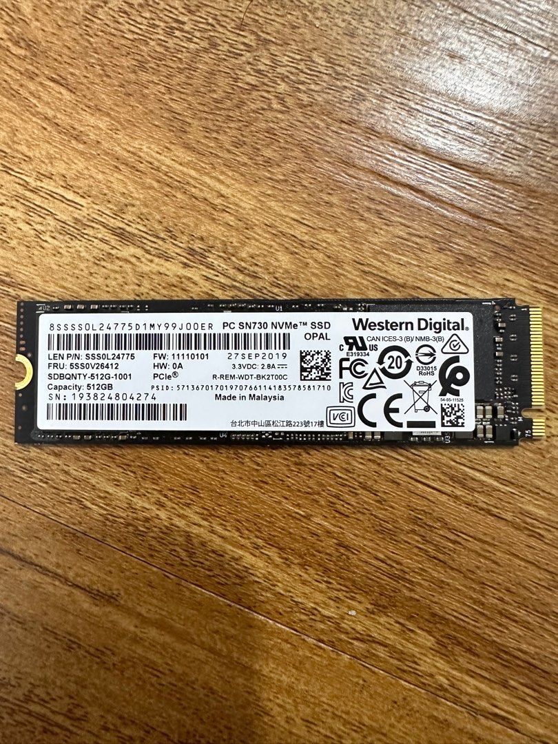 Western Digital SN730 512G NVME, Computers & Tech, Parts & Accessories ...