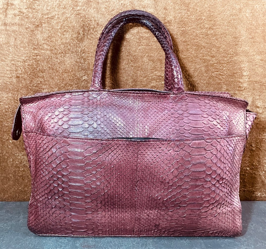 Authentic JRA Snake Phyton Skin Handbag in Purple, Luxury, Bags ...