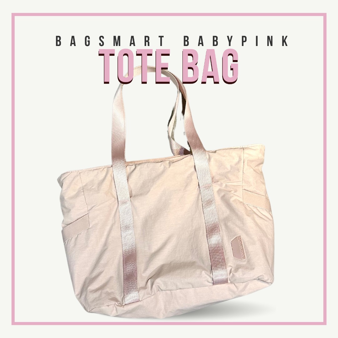 BAGSMART BABY PINK TOTE BAG, Women's Fashion, Bags & Wallets, Tote Bags ...