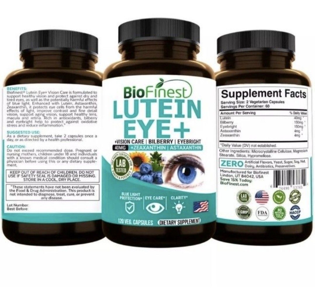 Biofinest Lutein Eye Vitamin with Zeaxanthin Eyebright Bilberry ...