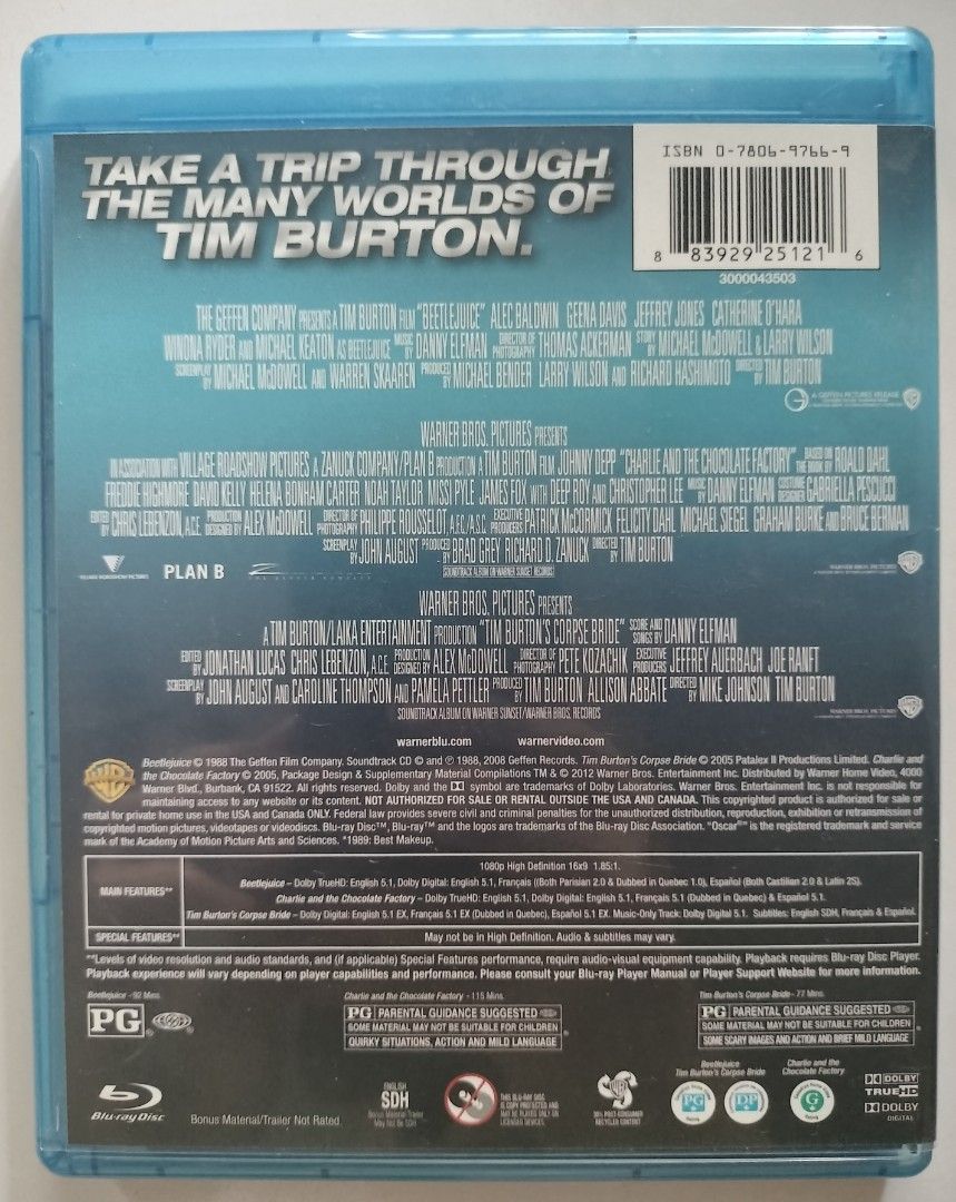 Blu ray / Bluray Beetlejuice / Charlie and the Chocolate Factory ...