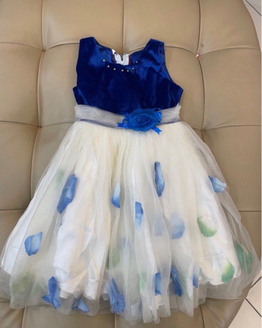 Blue Flower baju Kanak Kanak Dress ( Age 4-5)), Babies & Kids, Babies ...