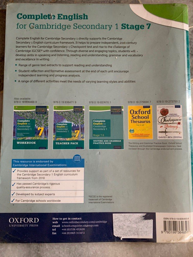 English for Cambridge Secondary 1 ISBN 978-0-19-836465-8, Hobbies ...