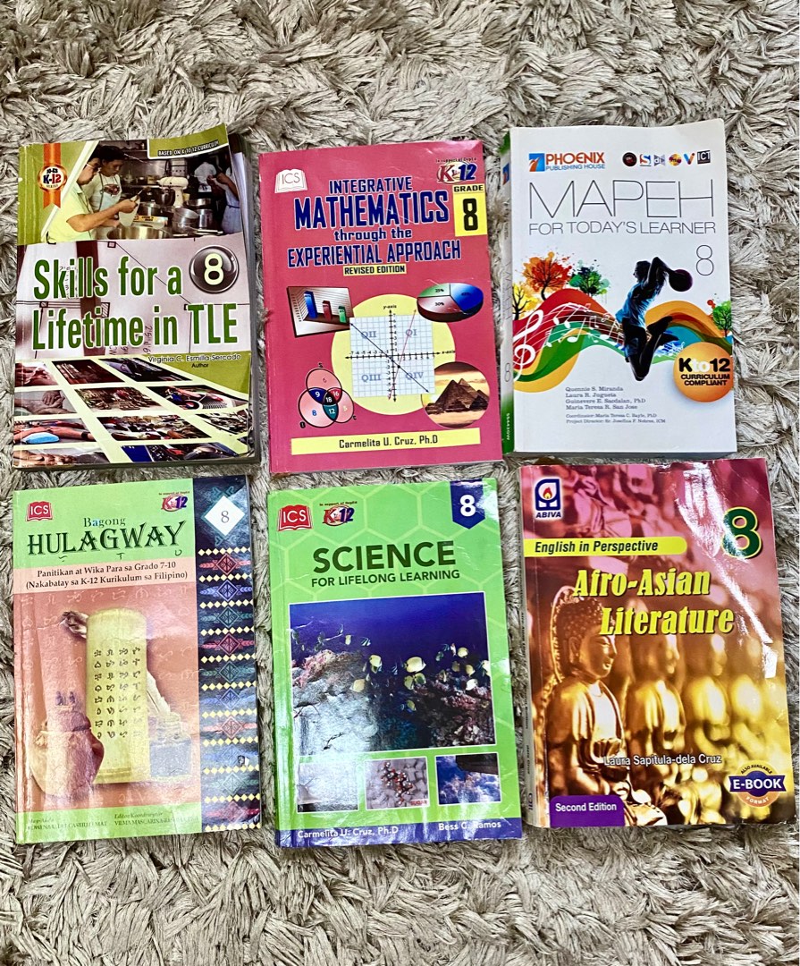Grade 8 Books / Science / Hulagway / Afri-Asian Literature / TLE / MAPEH / Mathematics, Hobbies ...