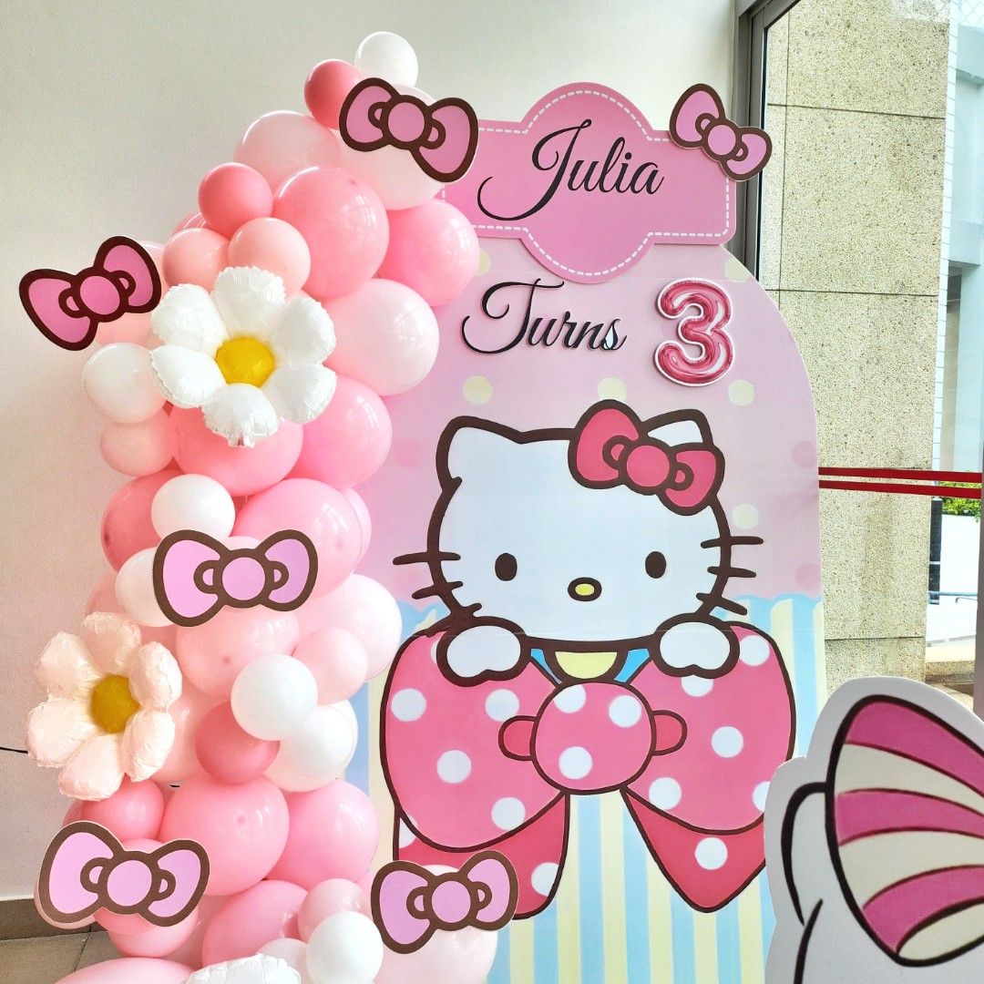 Hello Kitty Birthday Backdrop Deco Kuromi Melody 100 Days Full Month ...
