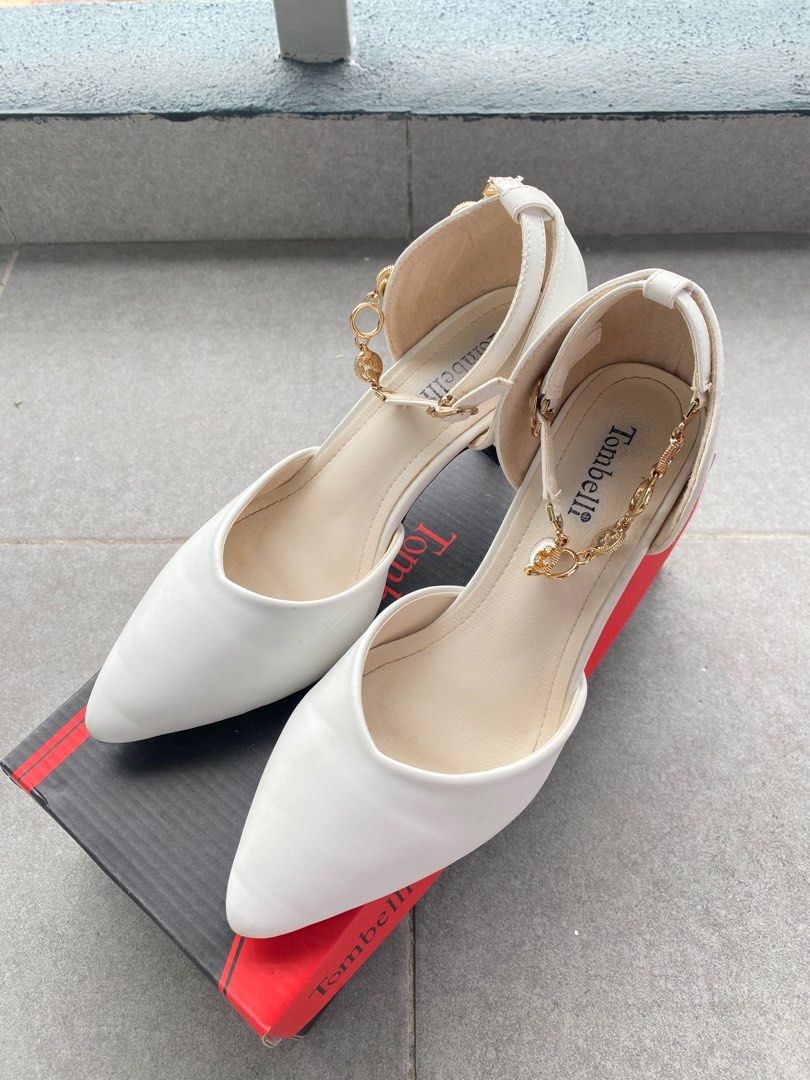 Kasut kahwin sanding Heels kahwin Heels event warna putih simple plain ...