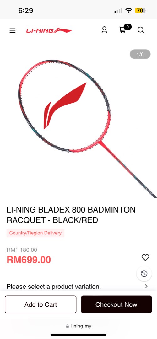 LI-NING BLADEX 800 BADMINTON RACQUET - BLACK/RED, Sports Equipment ...