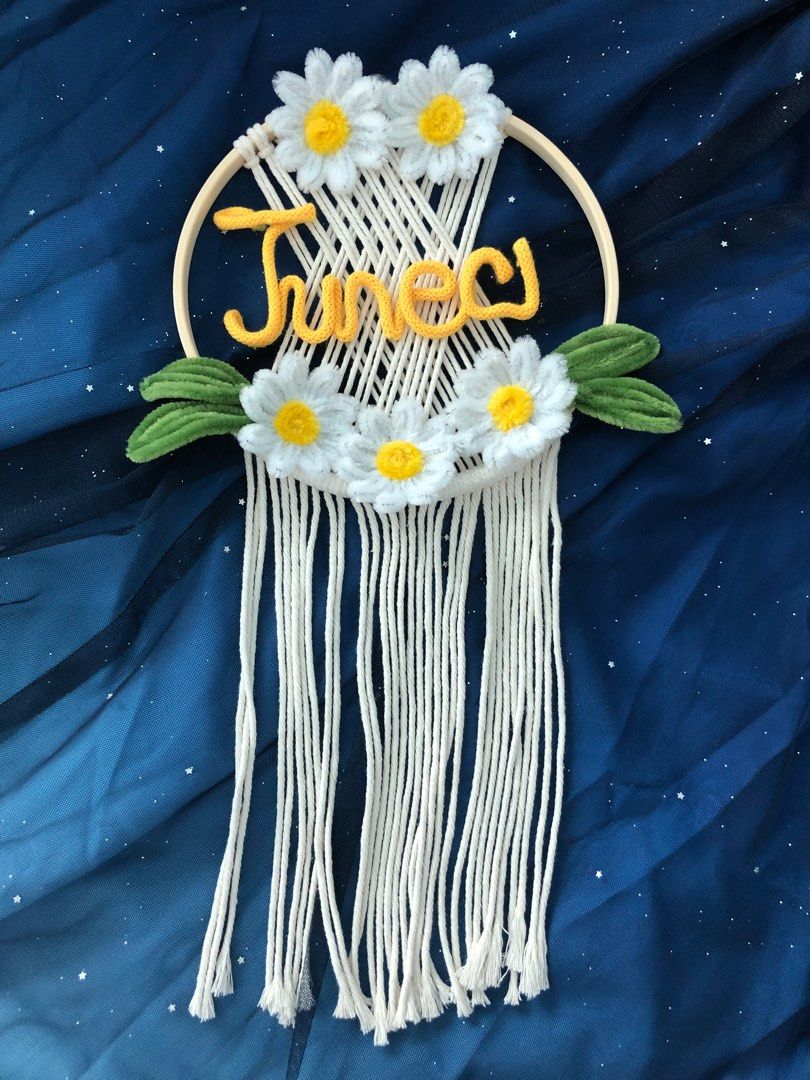Macrame with Personalised name and Daisy deco, Hobbies & Toys ...