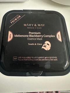 MARY & MAY Idebenone BlackBerry & Niacinamide Vit C Mask 30s, Beauty ...