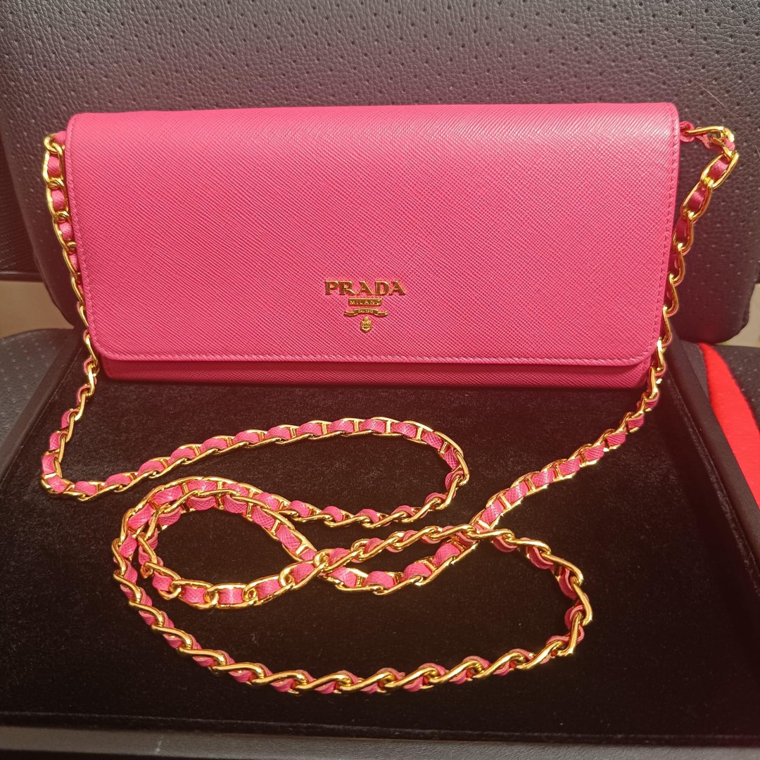 Pink prada sling / clutch bag for japan box padala, Luxury, Bags ...