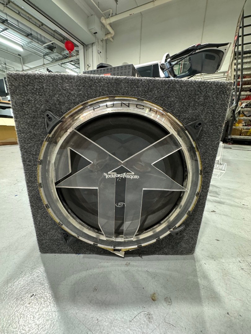 Rockford p3s 12 inch sub woofer with box and acrylic other led light ...
