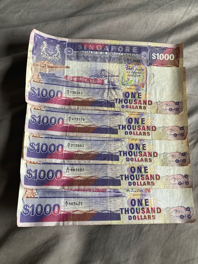 Singapore $1000 dollar note ship series currency, Hobbies & Toys ...