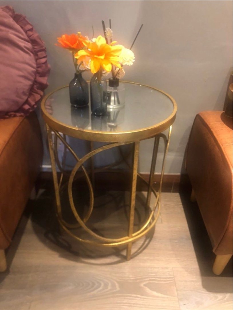 SSF Gold Round Table With Mirror, Furniture & Home Living, Furniture ...