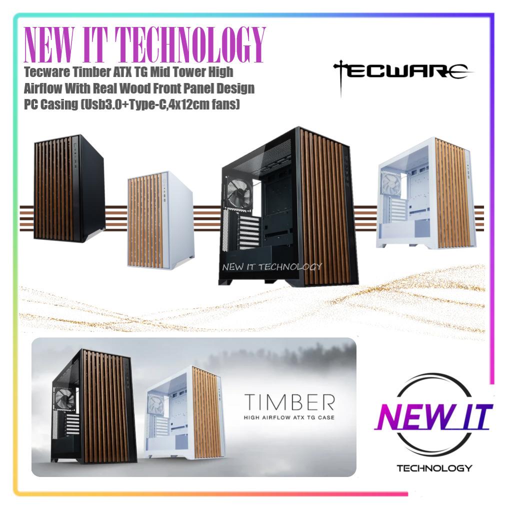 Tecware Timber M MATX & Timber ATX TG Mid Tower High Airflow With Real ...