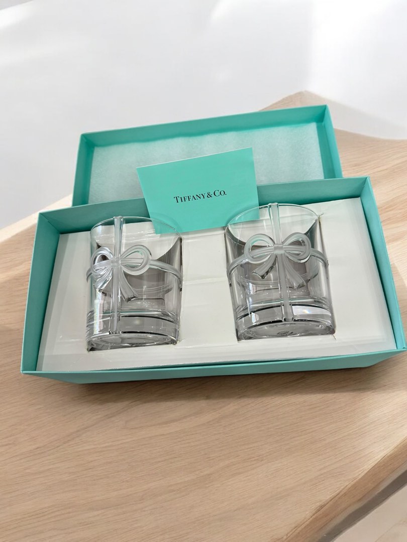 TIFFANY & Co.pair glass ribbon bow glass tumbler glass, Furniture ...