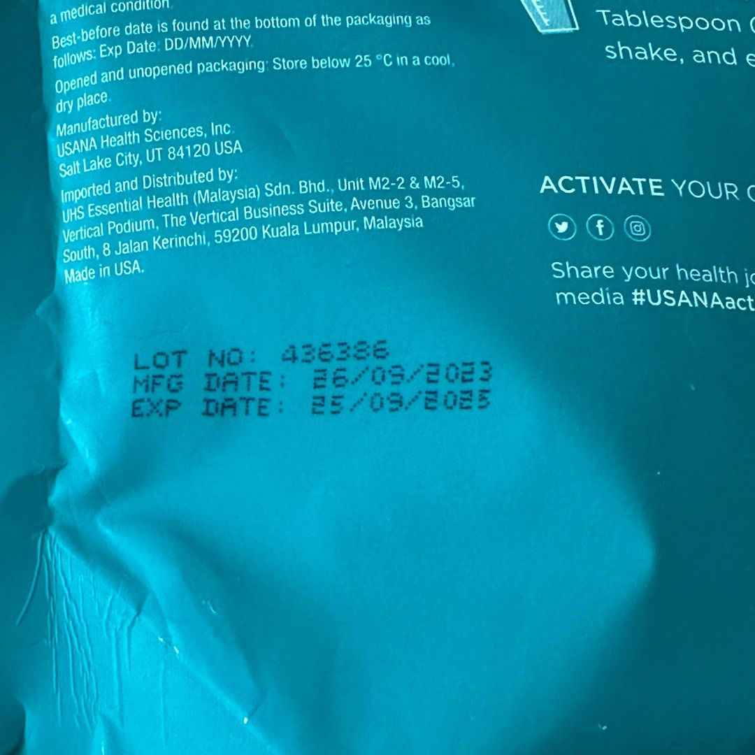 USANA Fibergy Active 336g (100% original) Exp 09/2025, Health & Nutrition, Health Supplements ...