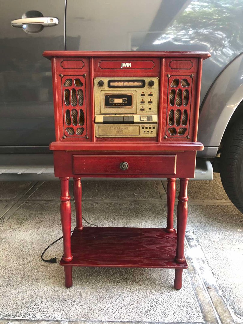 Vintage JWIN Stereo Phono Tape CD Radio With Wooden Table Stand As-is ...