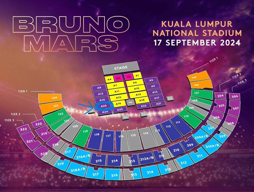 WTS Bruno mars concert Cat 2 RM750, Tickets & Vouchers, Event Tickets ...