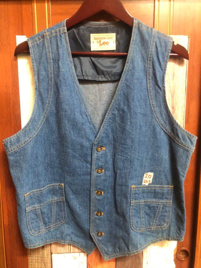 70s Vintage Lee denim Vest, Men's Fashion, Tops & Sets, Vests on Carousell