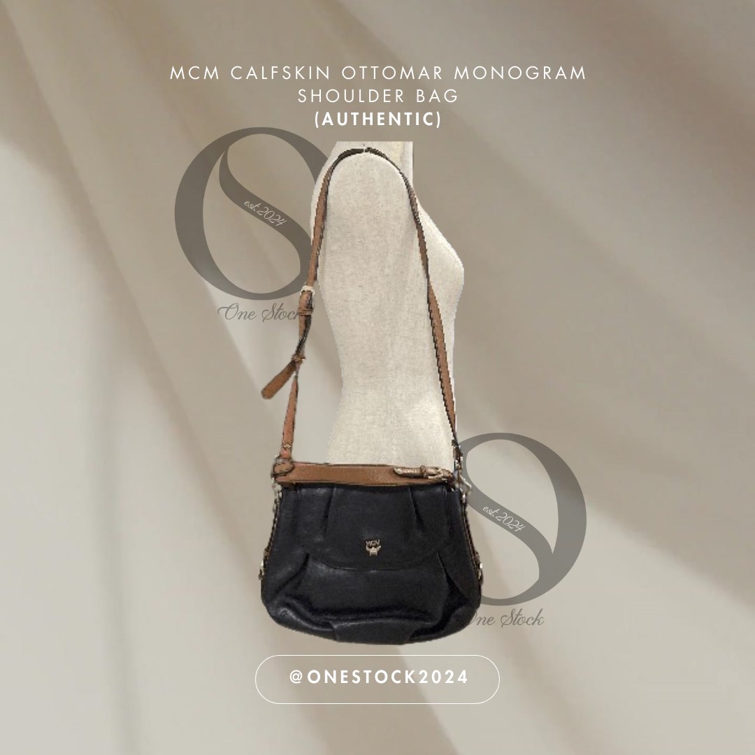 AUTHENTIC MCM Calfskin Ottomar Monogram Shoulder Bag, Luxury, Bags ...