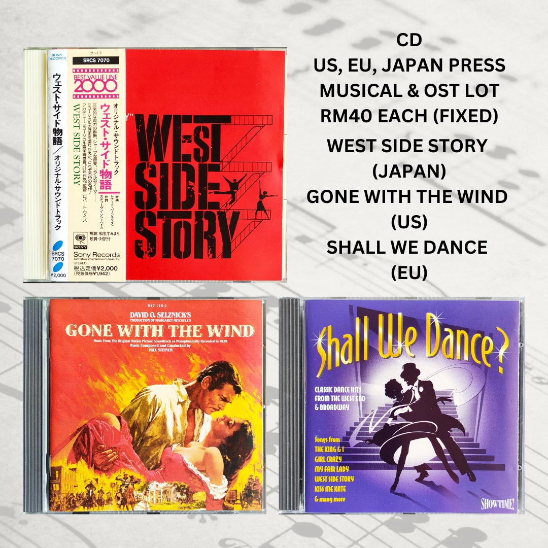 CD / US, EU, JAPAN PRESS / MUSICAL & OST LOT / RM40 EACH (FIXED) / CAN BE SOLD SEPARATELY ...