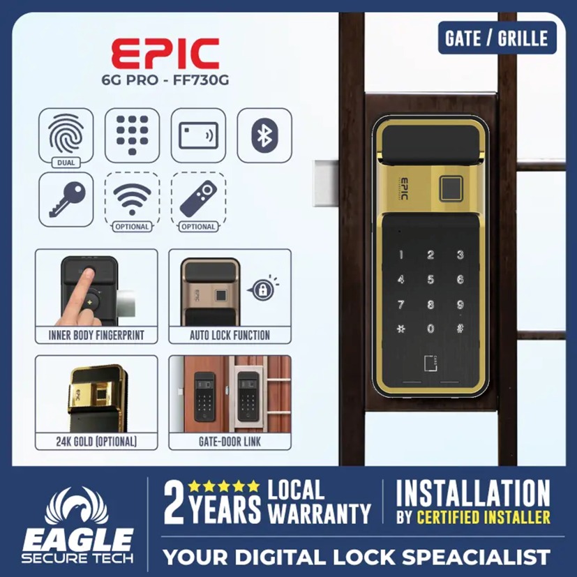 EPIC Smart Lock 6G PRO 24k | Dual Fingerprint | Grille Digital Lock ...
