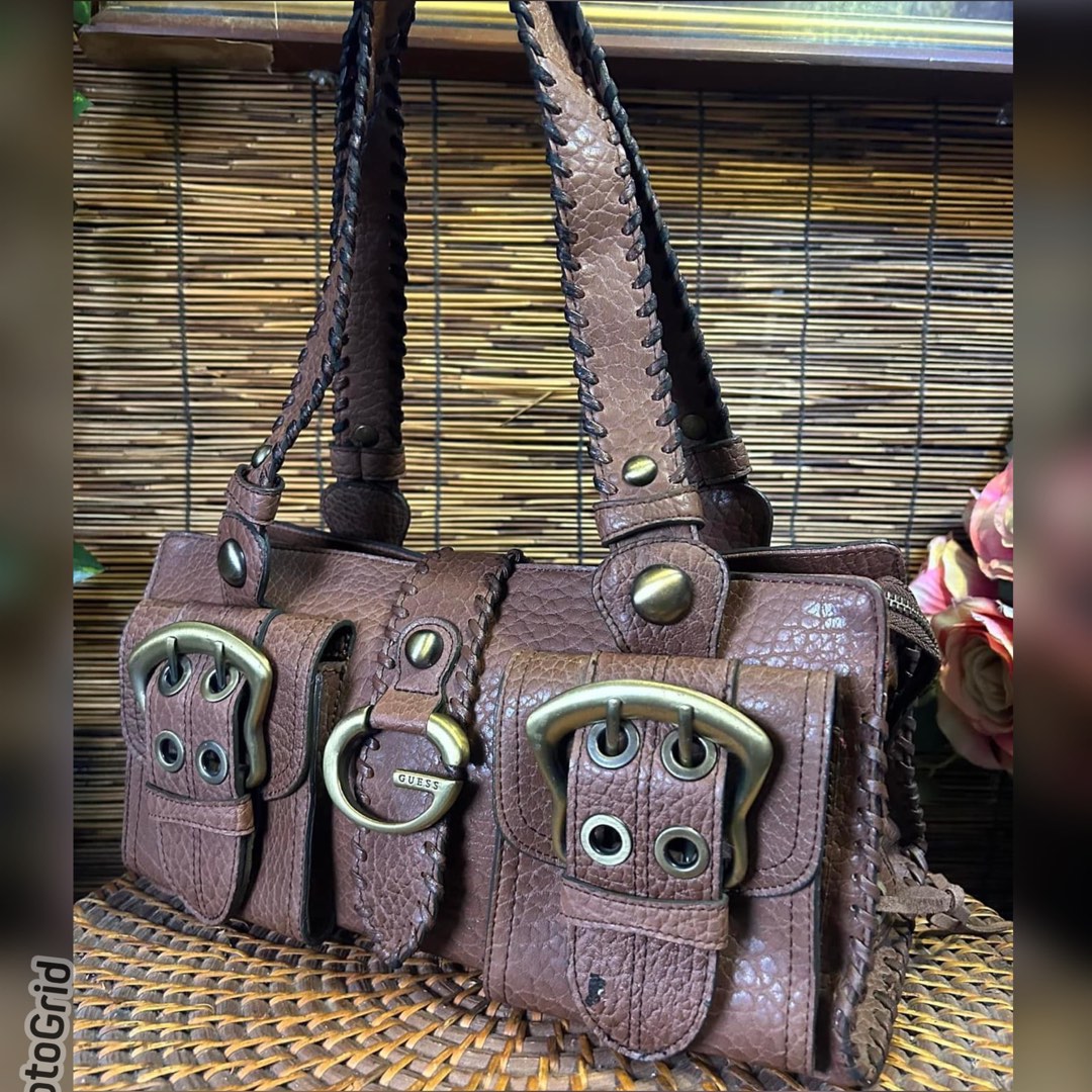 GUESS Vintage Bag. Solid Bronze Hardware. Rare guess bag. With sling ...