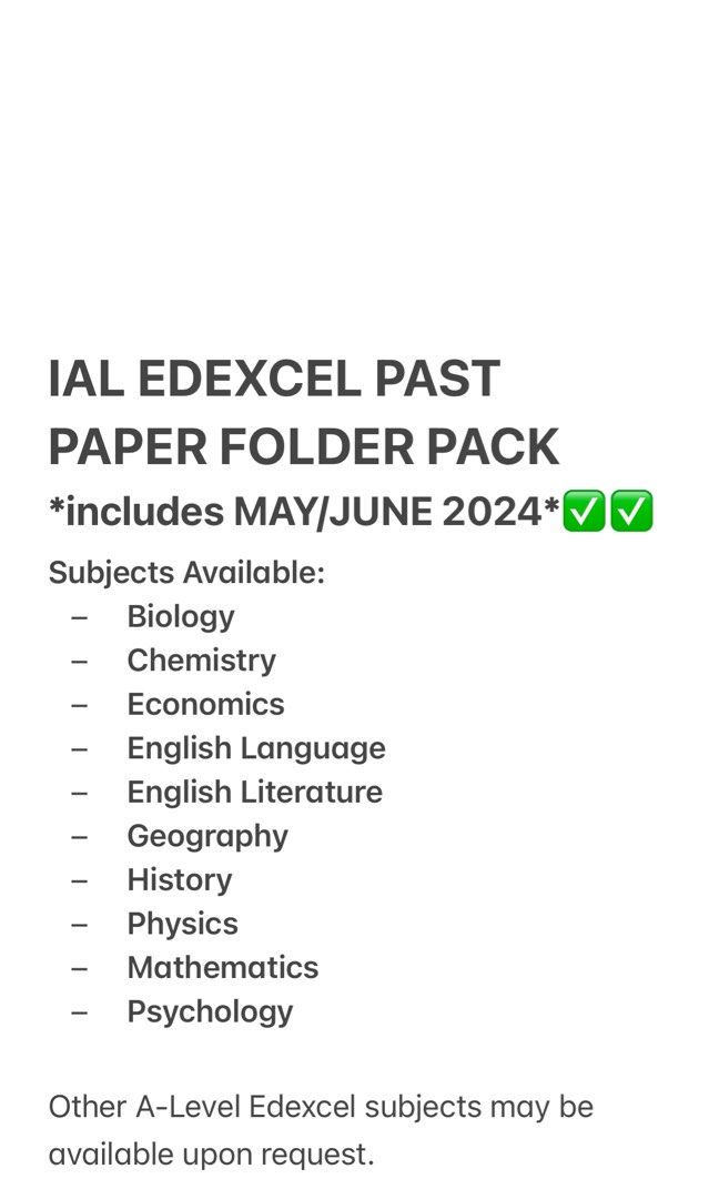 IAL A-Levels Full Past Paper Folder Set for Edexcel (All PPQ ...