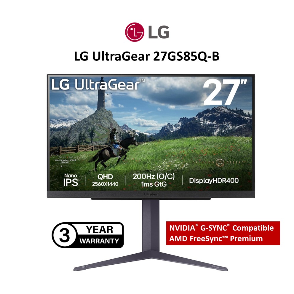 LG 27GS85Q-B | 27 INH | QHD 2K NANO IPS | GAMING MONITOR | 180Hz O/C ...