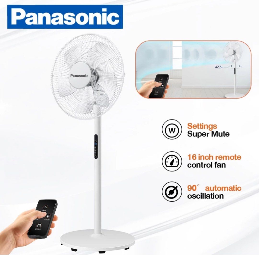 Panasonic Standing Fan 16inch 40cm 5 Blades with Remote, Furniture ...