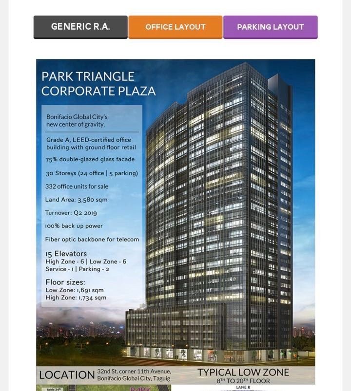 Park Triangle Corporate Plaza Prime Office Space for Sale in BGC Taguig ...