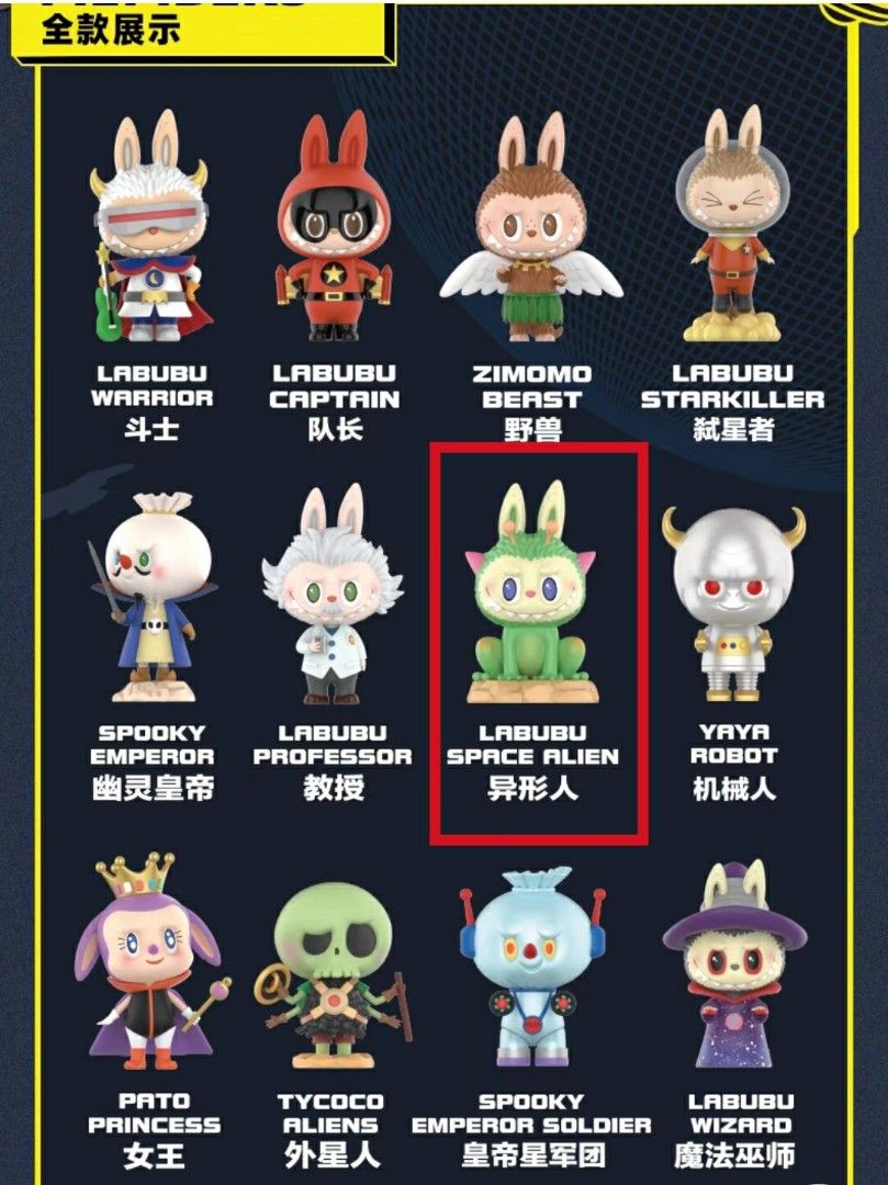 POPMART LABUBU精靈宇宙大冒險系列盲盒 Space Alien異形人 開盒未拆袋確認款式, 興趣及遊戲, 玩具 & 遊戲類 ...