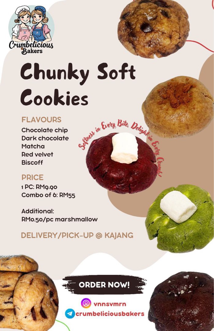 Premium Chunky Soft Cookies, Food & Drinks, Homemade Bakes on Carousell