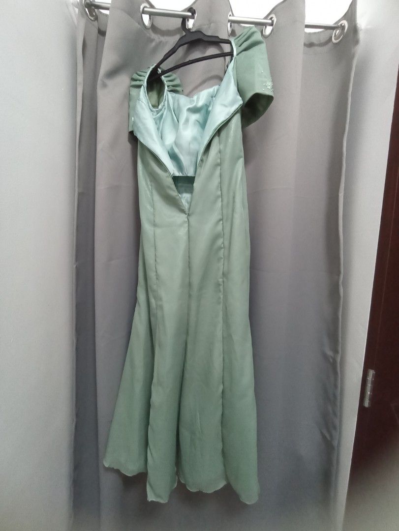 Sage Green Filipiniana Gown, Women's Fashion, Dresses & Sets, Evening ...