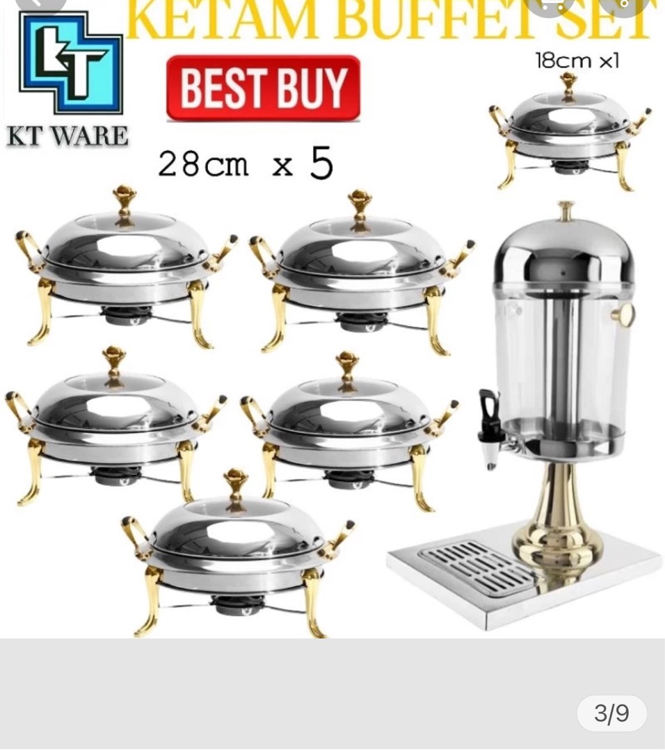 Stailess steel buffet set, Furniture & Home Living, Kitchenware ...