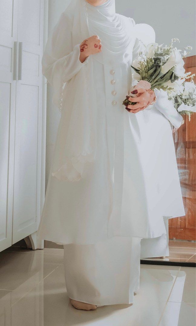 Veil sulam selempang nikah tunang sanding, Women's Fashion, Muslimah ...