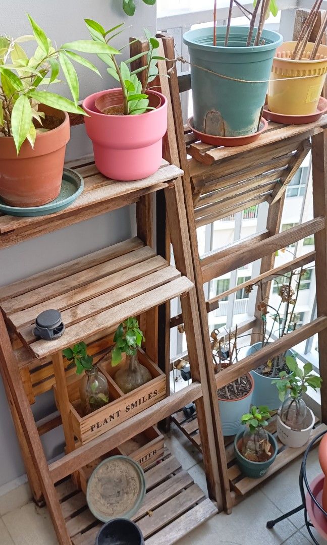 Wooden plant racks, Furniture & Home Living, Gardening, Pots & Planters ...