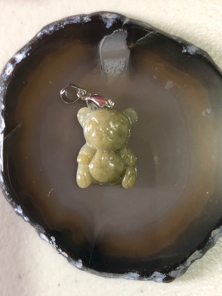 BURMESE JADE TEDDY BEAR, Women's Fashion, Jewelry & Organizers, Charms ...
