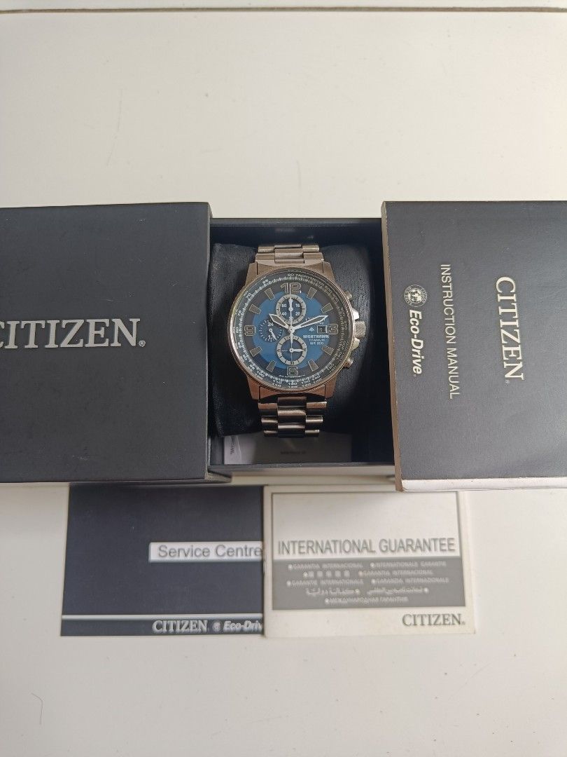 Citizen NIGHTHAWK eco drive titanium 200M original fullset sangat bagus ...