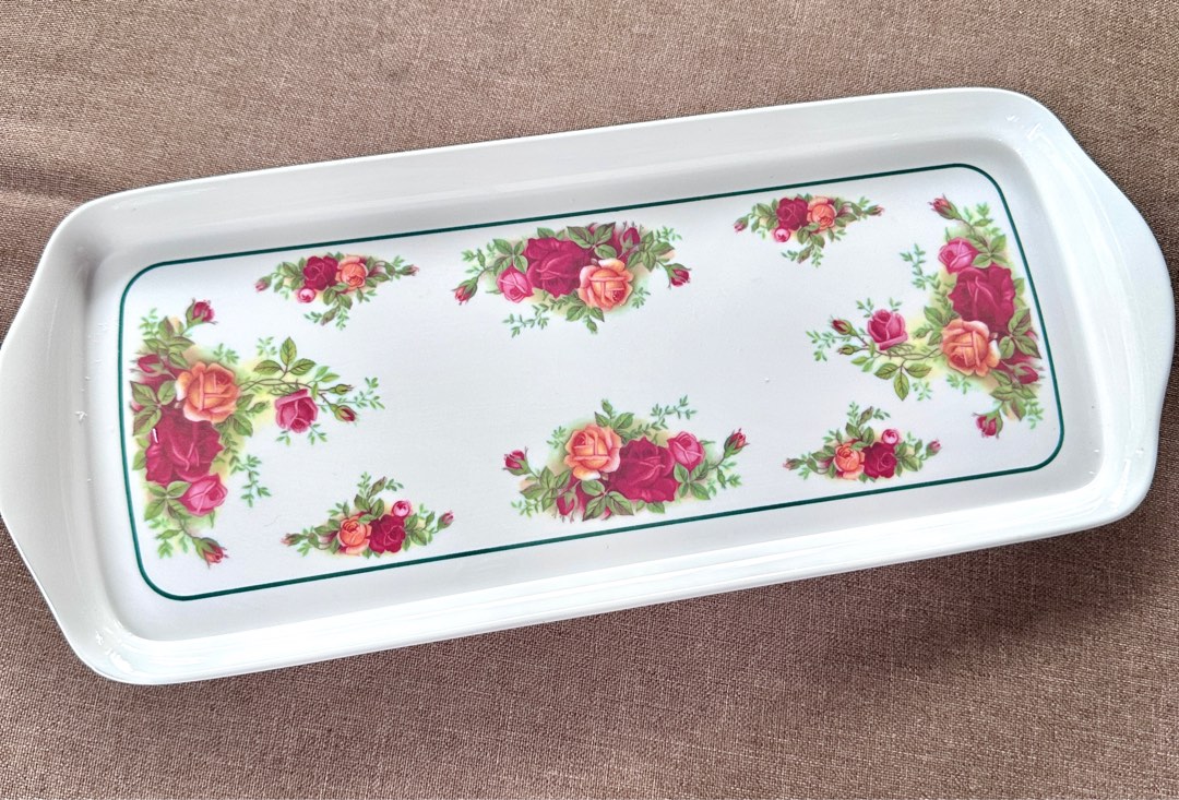 Cloverleaf Old Country Roses Sandwich Tray, Furniture & Home Living ...