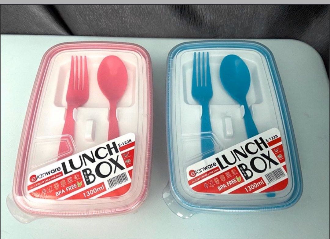 Couple Elianware Lunch Box with Fork and Spoon Matching Set Bento ...