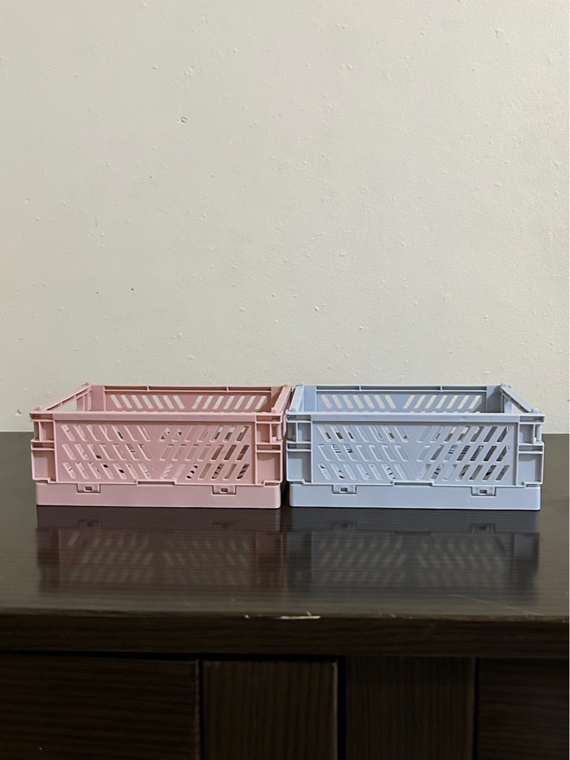 Foldable Stackable Pastel Storage Box/Crate (2 for 50), Furniture ...