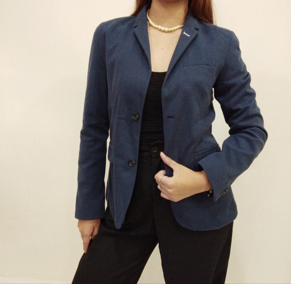 H&M navy double button blazer suit, Women's Fashion, Coats, Jackets and Outerwear on Carousell