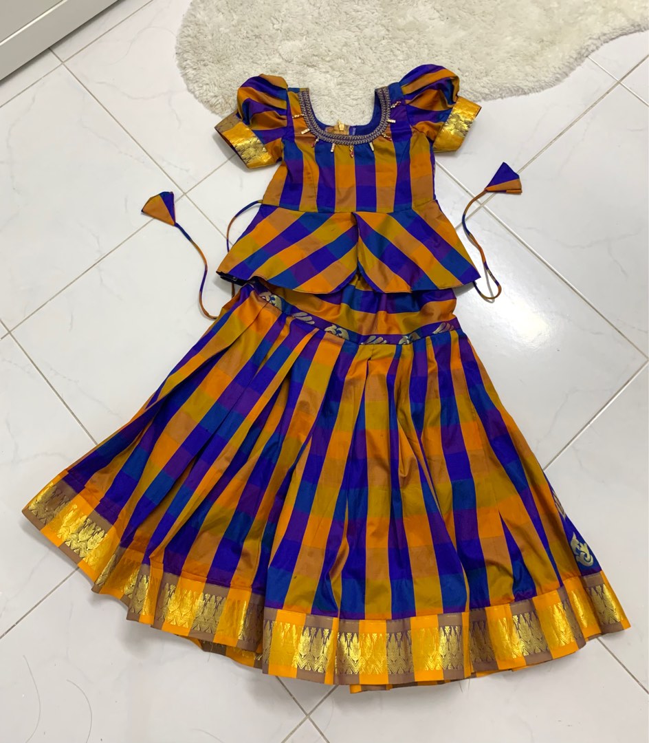 Lehenga Indian Traditional Dress Kids Royal blue orange gold, Babies ...