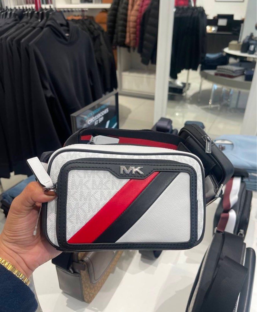 Michael Kors Rivington Stripe Logo Camera Bag, Luxury, Bags & Wallets ...