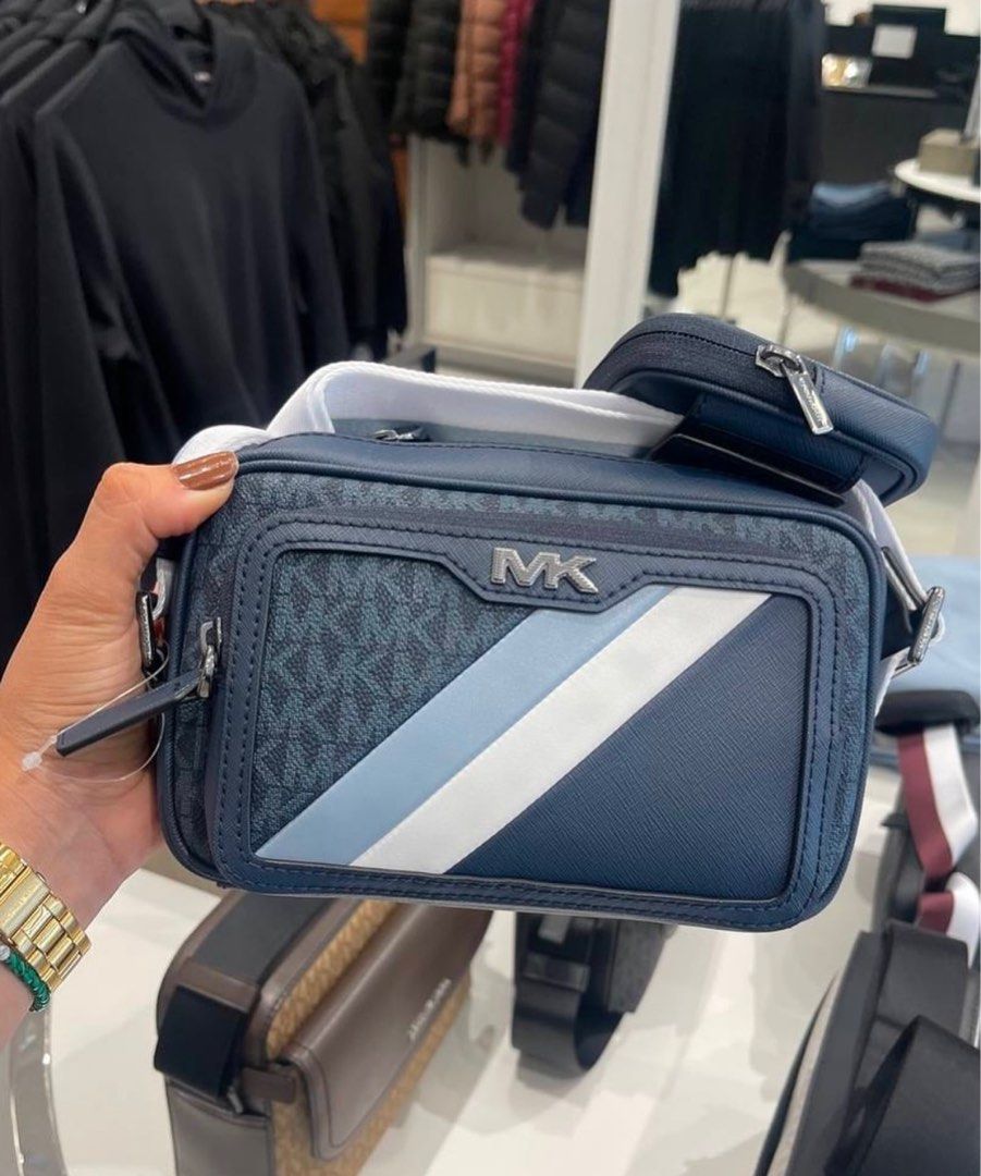 Michael Kors Rivington Stripe Logo Camera Bag, Luxury, Bags & Wallets ...