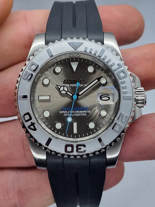 [Mod] Seiko Yacht-Master ‘Rhodium Dial’ Oysterflex Strap, Men's Fashion ...