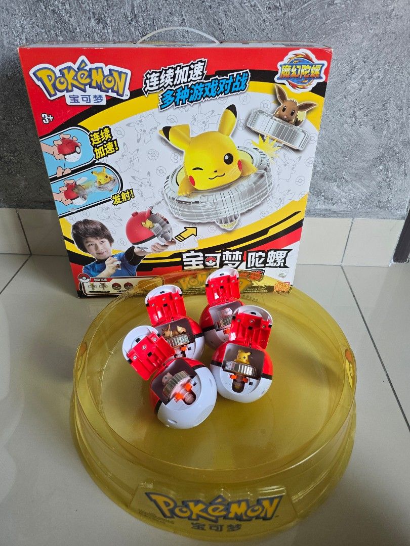 Pokemon spinning toys set with Pikachu Eeve Mewtwo ball launchers ...