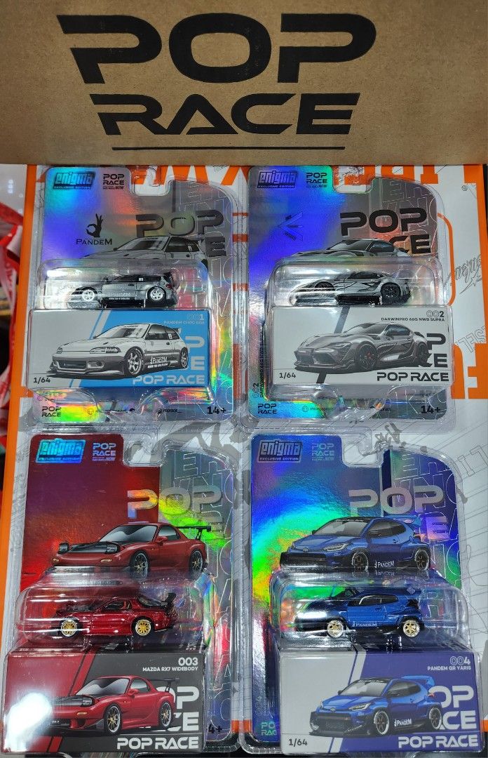 POPRACE 1:64 ENIGMA EXCLUSIVE EDITION 001 - 004 CHASE CAR 隱藏車 PANDEM CIVIC EG6 TOYOTA DARWINPRO ...