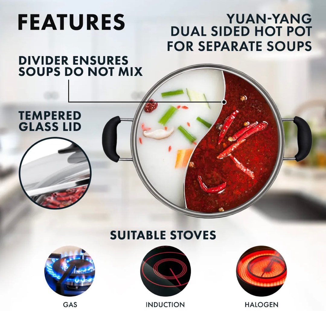 STAINLESS STEEL Yuan Yang HOTPOT Yuen Yang steamboat 555 Brand, TV ...